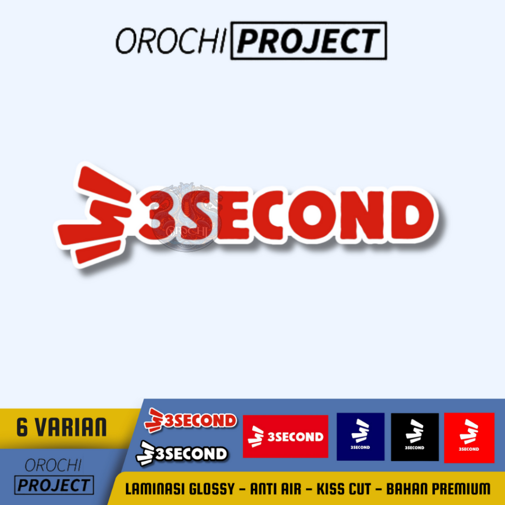 Jual Sticker Stiker Brand Logo Distro 3 Second Vinyl Glossy Anti Air HP ...