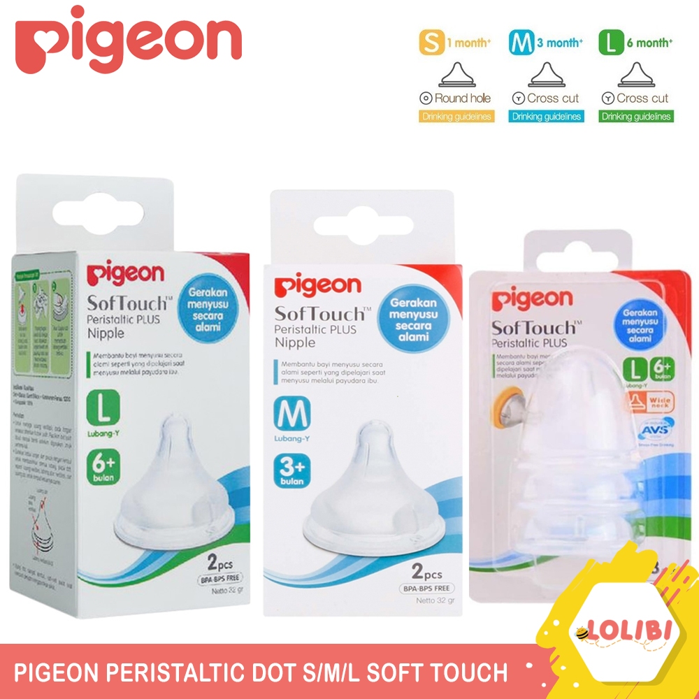 Jual Pigeon Peristaltic Dot Nipple Teat Wide Neck (Isi 2) M/L | Wide Neck Nipple Blister LLL ...