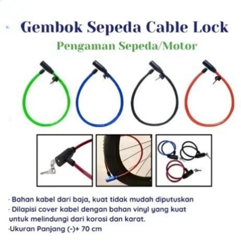 Jual GEMBOK PENGAMAN SEPEDA MOTOR HELM +-70CM | Shopee Indonesia