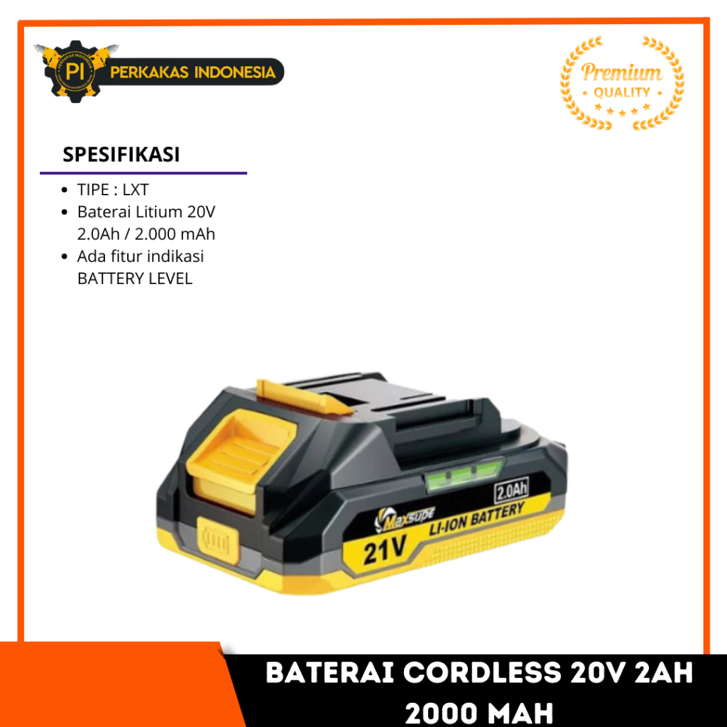 Jual Baterai Cordless 20v 2Ah Battery Powershare 2A 2000 mAh Portable ...