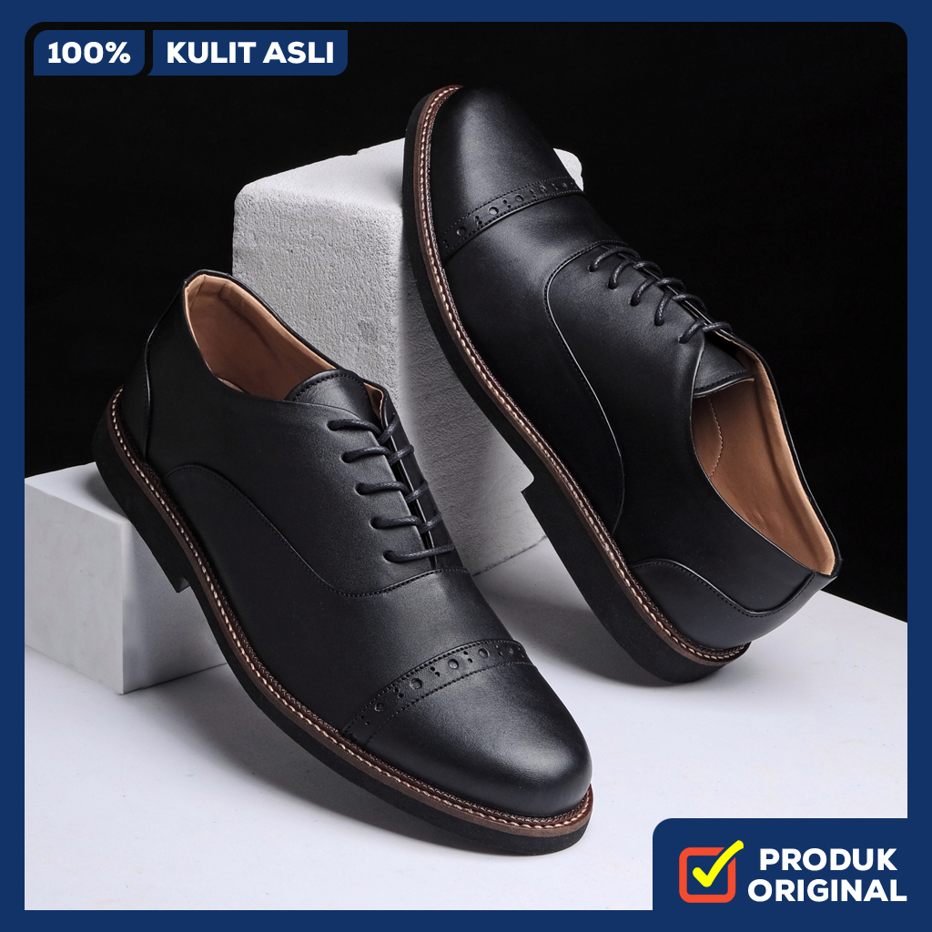 Jual JAZZ 02 BLACK ORIGINAL x REYL MAN Sepatu Formal Kulit Sapi Asli ...