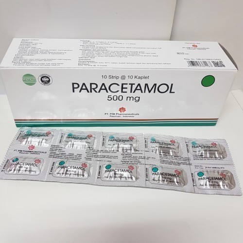 Jual Paracetamol PIM 500mg Box 10 strip @ 10 kaplet (isi 100 kaplet ...