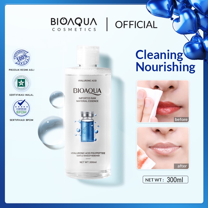 Jual Bioaqua Cosmetics Makeup Remover Hyaluronic Acid Polypeptide Shea ...