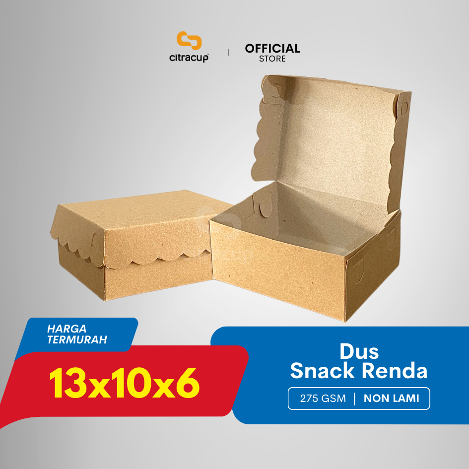 Jual Dus Snack Box Kraft 13x10x6 Renda/ dus r3/dus lapis/ dus acara/dus ...