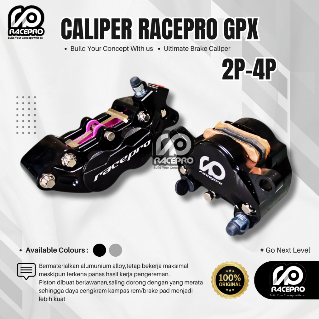 Jual KALIPER RACEPRO GPX2 4P&2P BRAKE CALIPER RACEPRO GPX2 KALIPER RACEPRO 2P 2 WARNA HITAM DAN ...