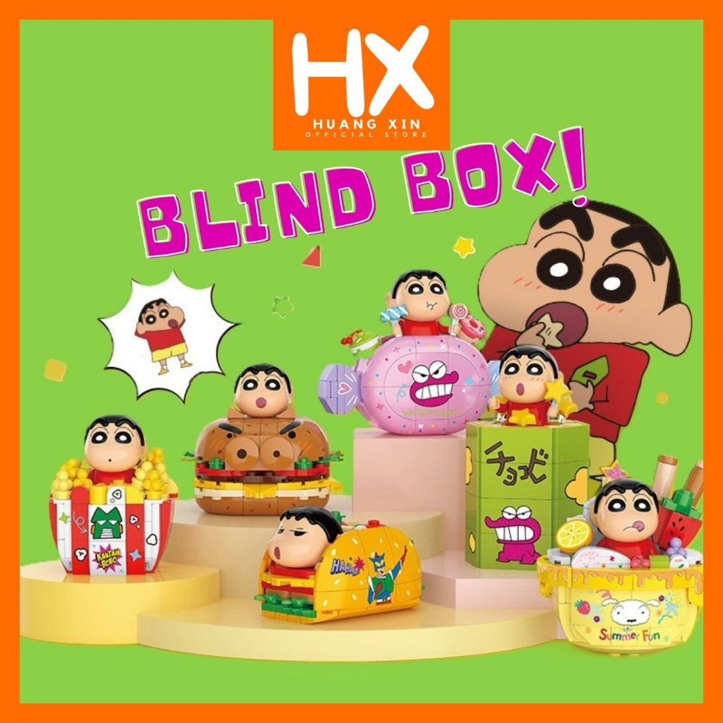 Jual HX Blind box Shinchan series Brick Building Block Toys Puzzle ...