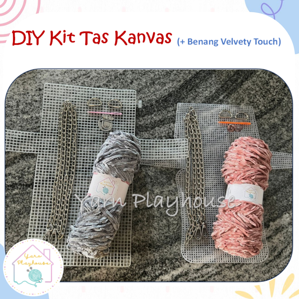 Jual DIY Kit Tas Kanvas Plastik dengan Benang Velvety Touch velvet ...