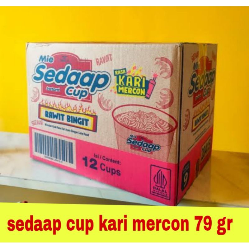 Jual Mie Sedaap Cup Rasa Kari Mercon Rawit Bingit 79 gr 1 Dus 12 Cup ...