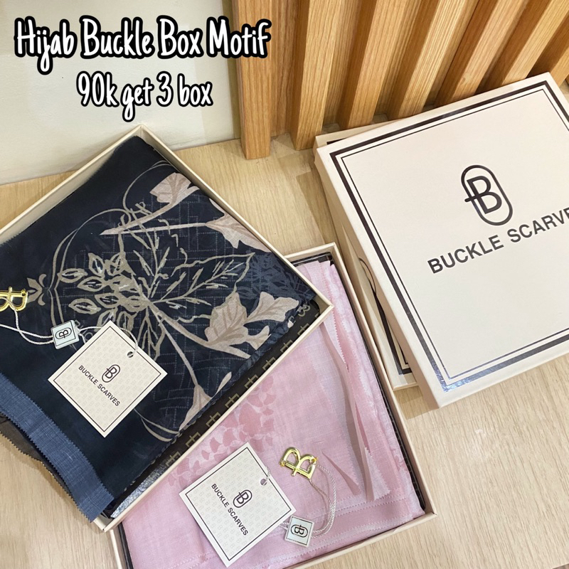 Jual DAPAT 3PCS BOX HIJAB MOTIF BUCKLE SCARVES VOAL PREMIUM PAKET HEMAT ...
