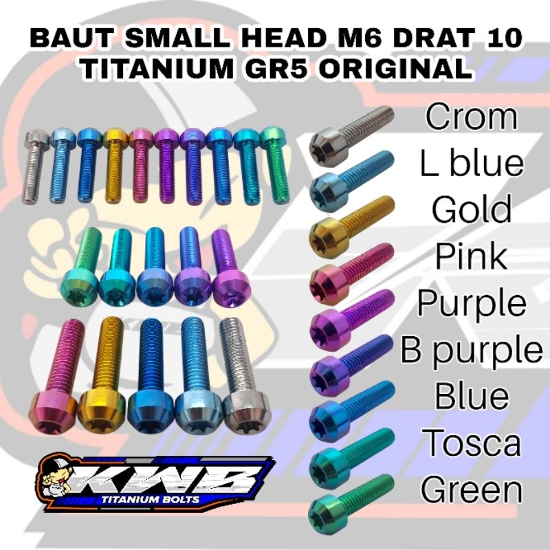 Jual Baut titanium small head baut drat 10 m6x10,15,20,25,30,35,40,45,50,60 titanium grade 5 ...