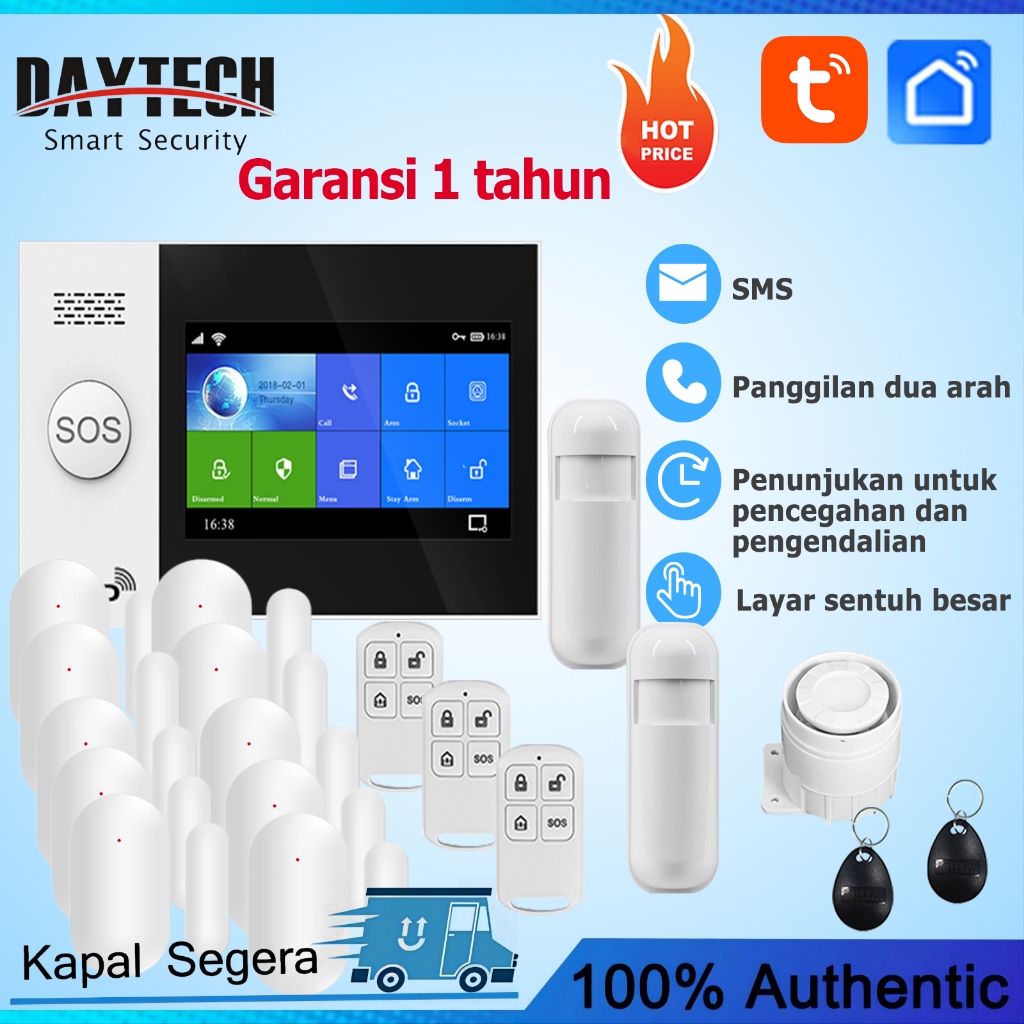 Jual Daytech TA04 Layar sentuh 4,3 inci Alarm Rumah Anti Maling WiFi/GSM Sirine Home Security ...