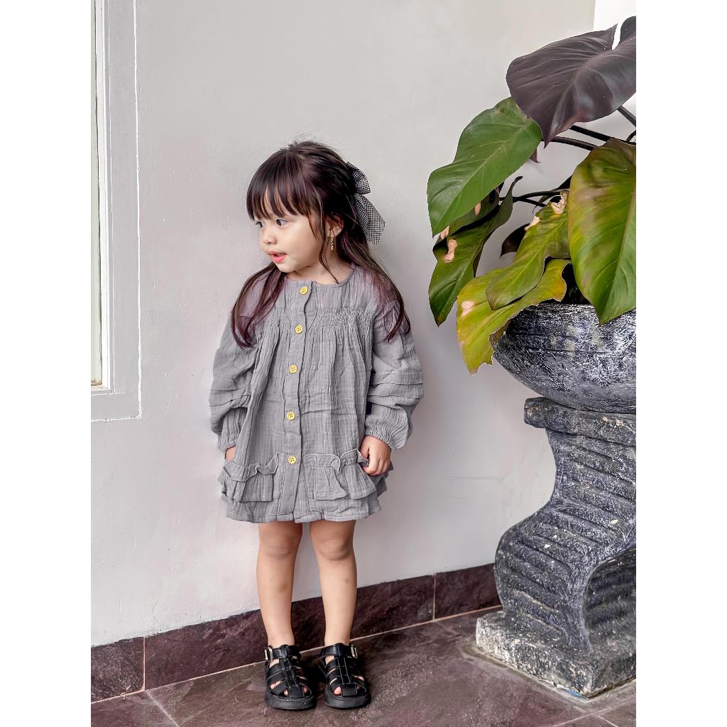 Jual lovedede - Lili Smocked Ruffle Shirt - Kemeja Lengan Panjang Smok ...