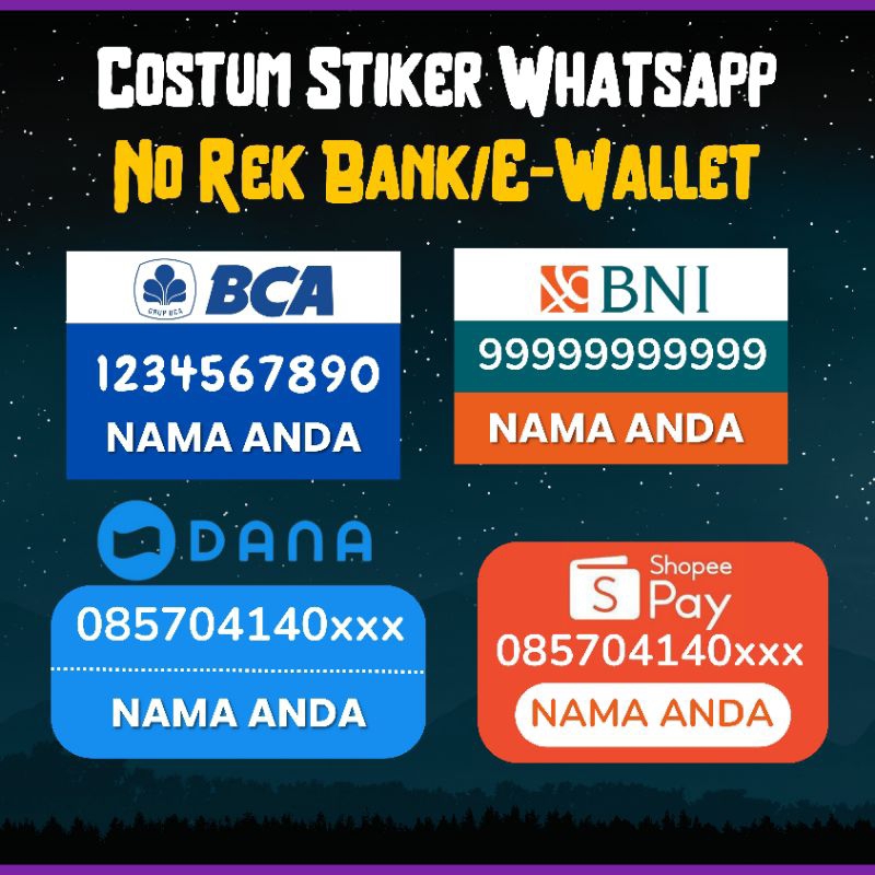 Jual STIKER WHATSAPP REKENING BANK DAN E-WALLET | Shopee Indonesia