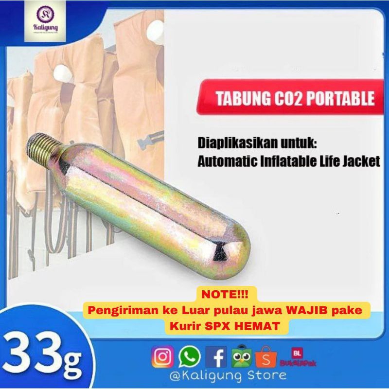 Jual Tabung CO2 33gr Cylinder Automatic Inflatable Life Jacket Rescue ...