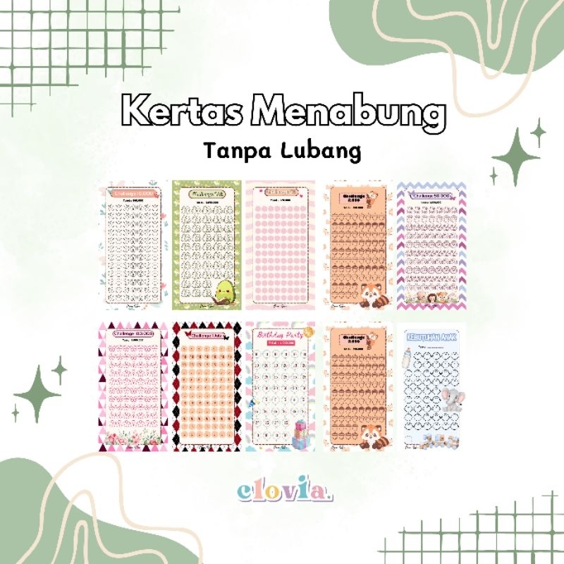 Jual [1 lembar] Template Kertas Menabung Tebal NON LUBANG | Shopee ...