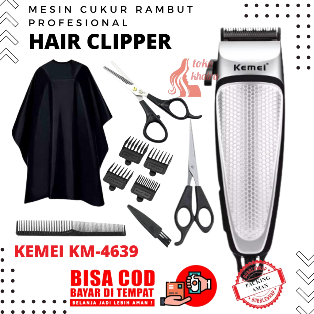 Jual Mesin Cukur Rambut Listrik Kemei Full Set Sisir Gunting Desain ...