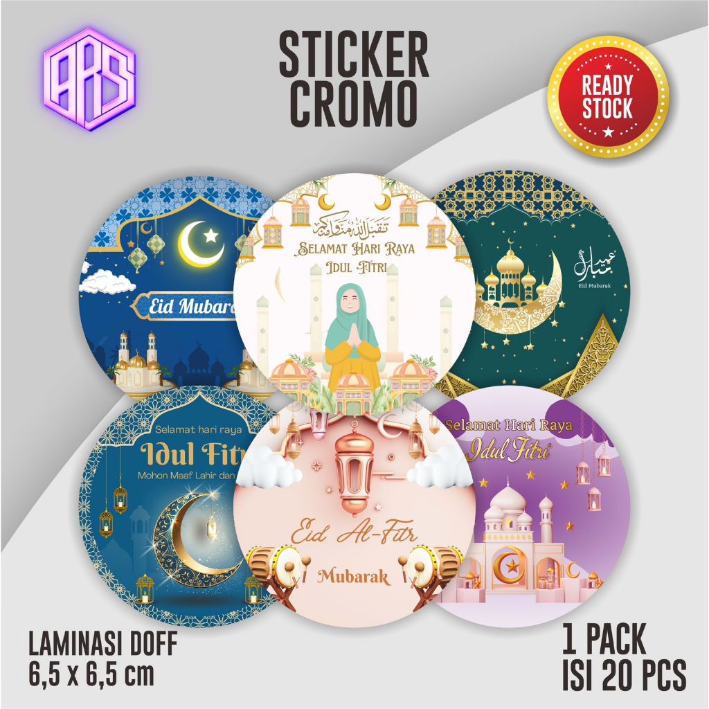 Jual (20PCS) Sticker Bulat Idul Fitri Sticker Lebaran Ramadan Cookies ...