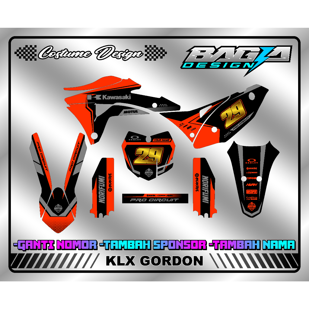 Jual STICKER DECAL KLX GORDON VARIASI MOTOR STRIPING FULL BODY CUSTOME ...
