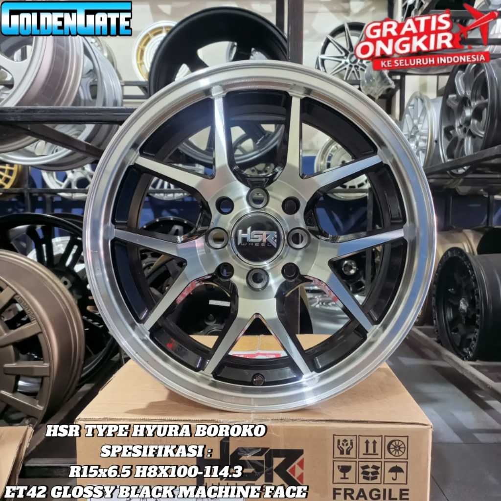 Jual Velg mobil hsr hyura boroko ring 15 lebar 6.5 pcd 4x100 4x114 et42 cocok untuk agya, march ...