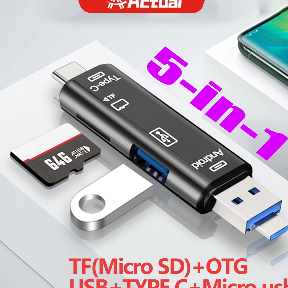 Jual ActualCard Reader OTG 5 in 1 USB 3 Type C Fit For Micro SDTFMemory ...