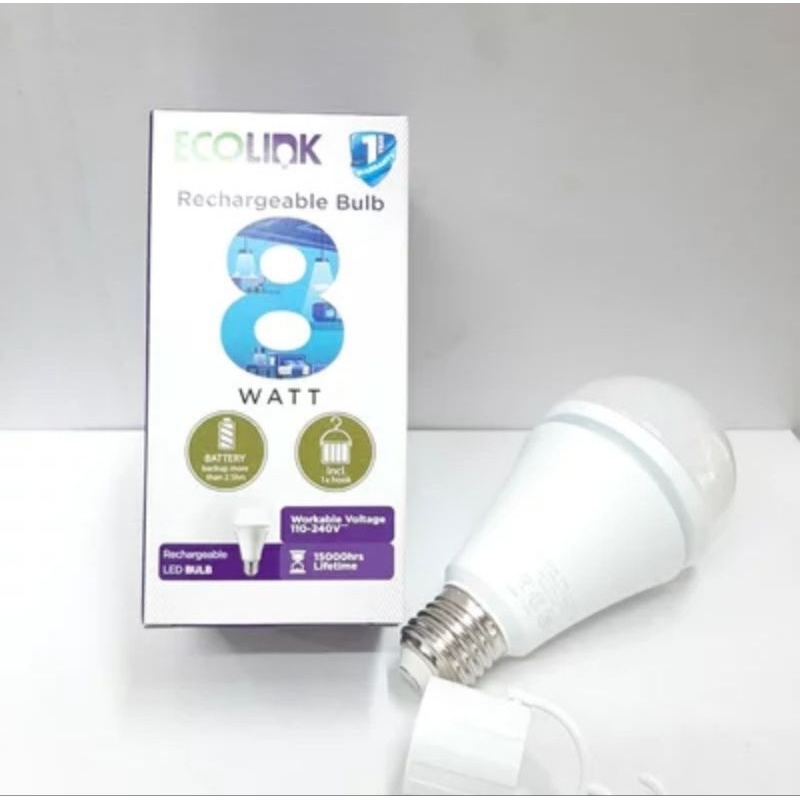 Jual Ecolink Lampu Bohlam Emergency LED Rechargeable Senter 8W putih ...