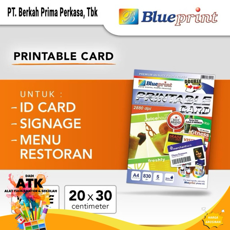 Jual Kertas PVC Bahan ID Card Instan A4 isi 5 Lembar Merk Blueprint ...