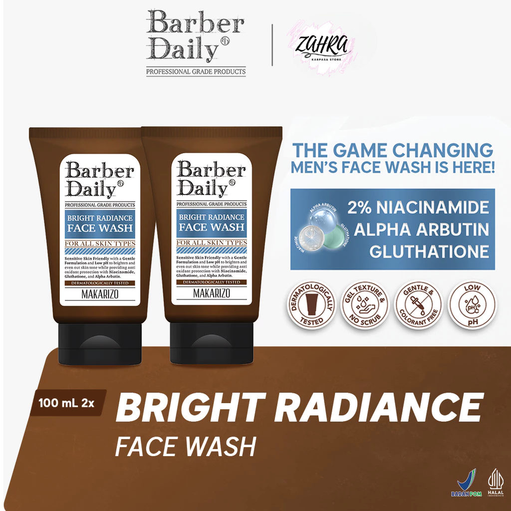 Jual Dual Pack Barber Daily Face Wash Bright Radiance 100mL x 2 ...
