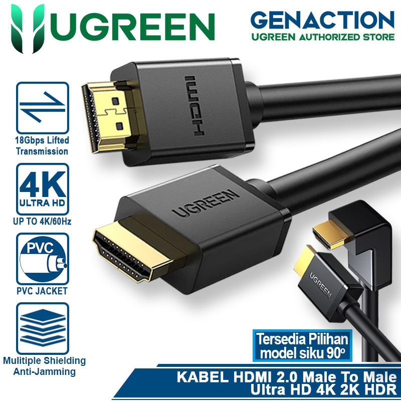 Jual UGREEN HDMI v2.0 Cable HD104 - HDMI Male to HDMI Male - 4K 60Hz 18Gbps Ultra HD | Shopee ...