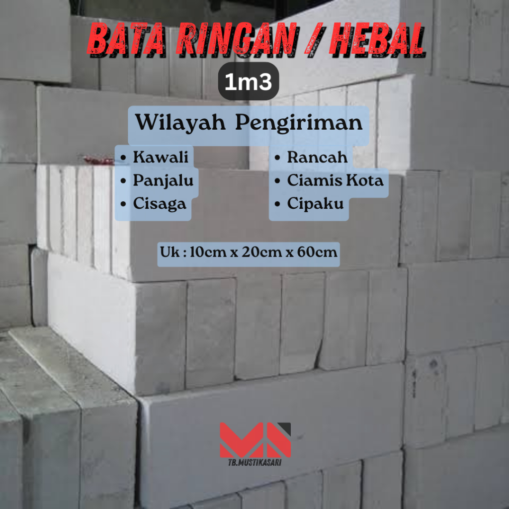 Jual Bata Ringan Hebel 1m3 Kualitas Premium SNI Ukuran 10x20x60cm ...