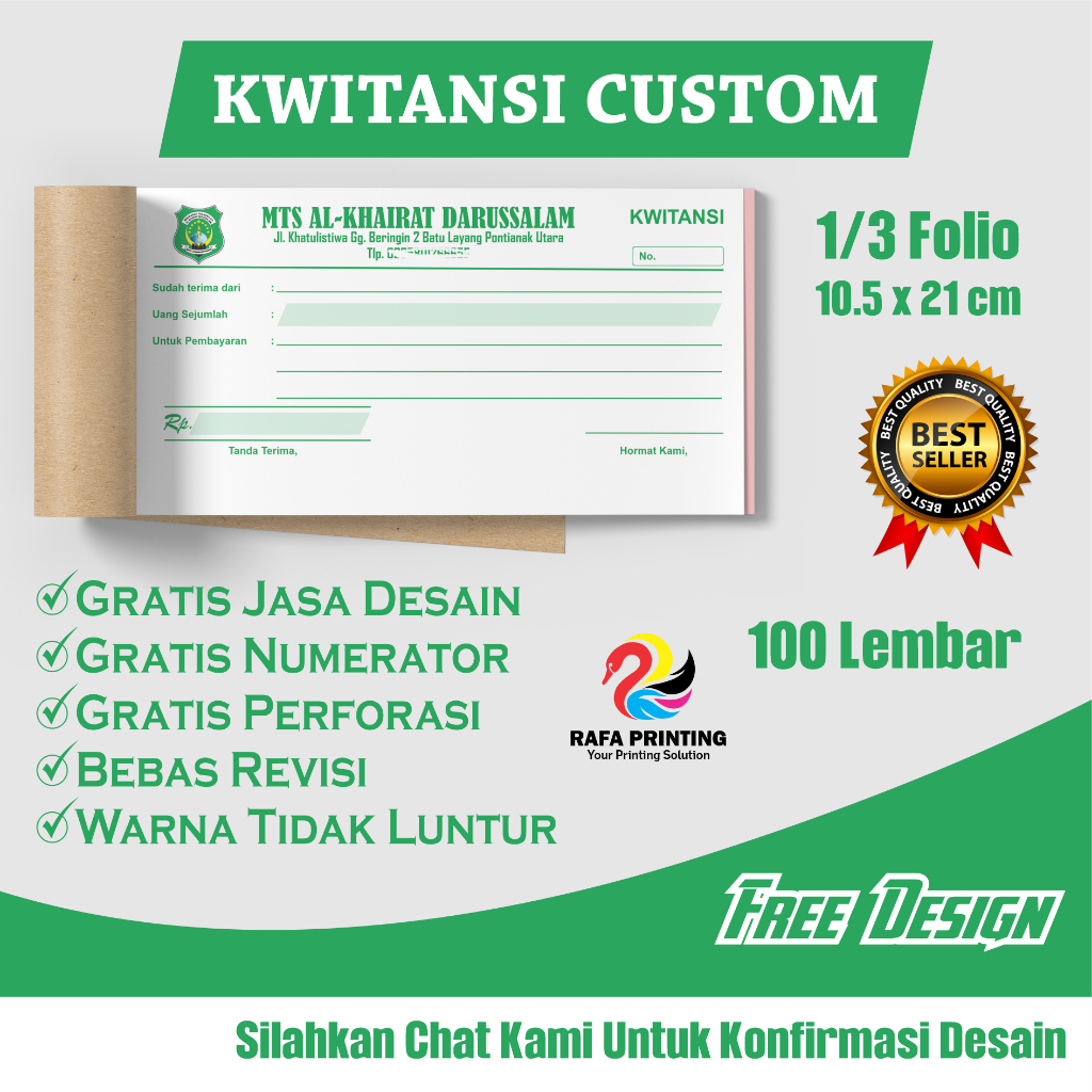 Jual Cetak Kwitansi Custom Ukuran 1/3 Folio | Shopee Indonesia