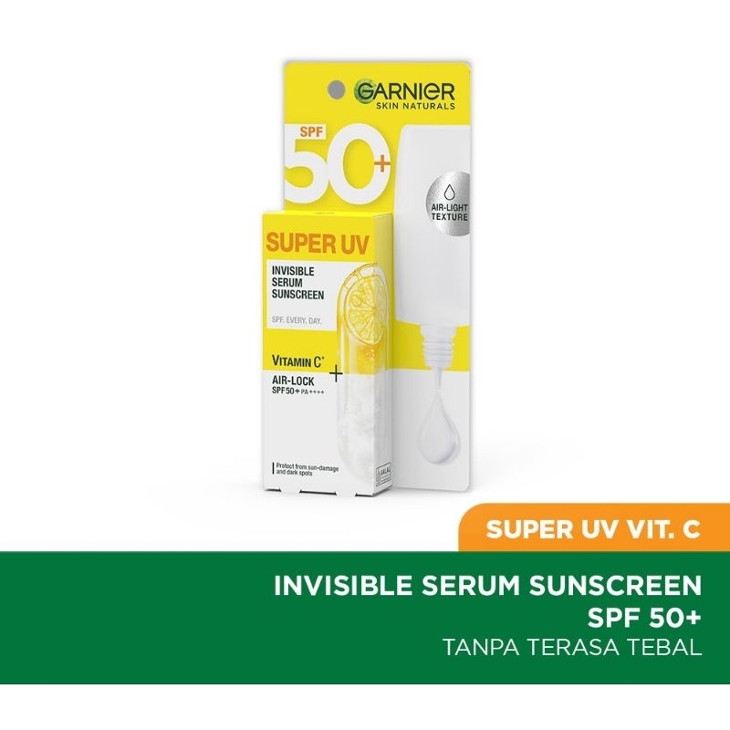 Jual Garnier Super UV Invisible Serum Sunscreen SPF 50+ PA++++ Vitamin C Skin Care | Shopee ...