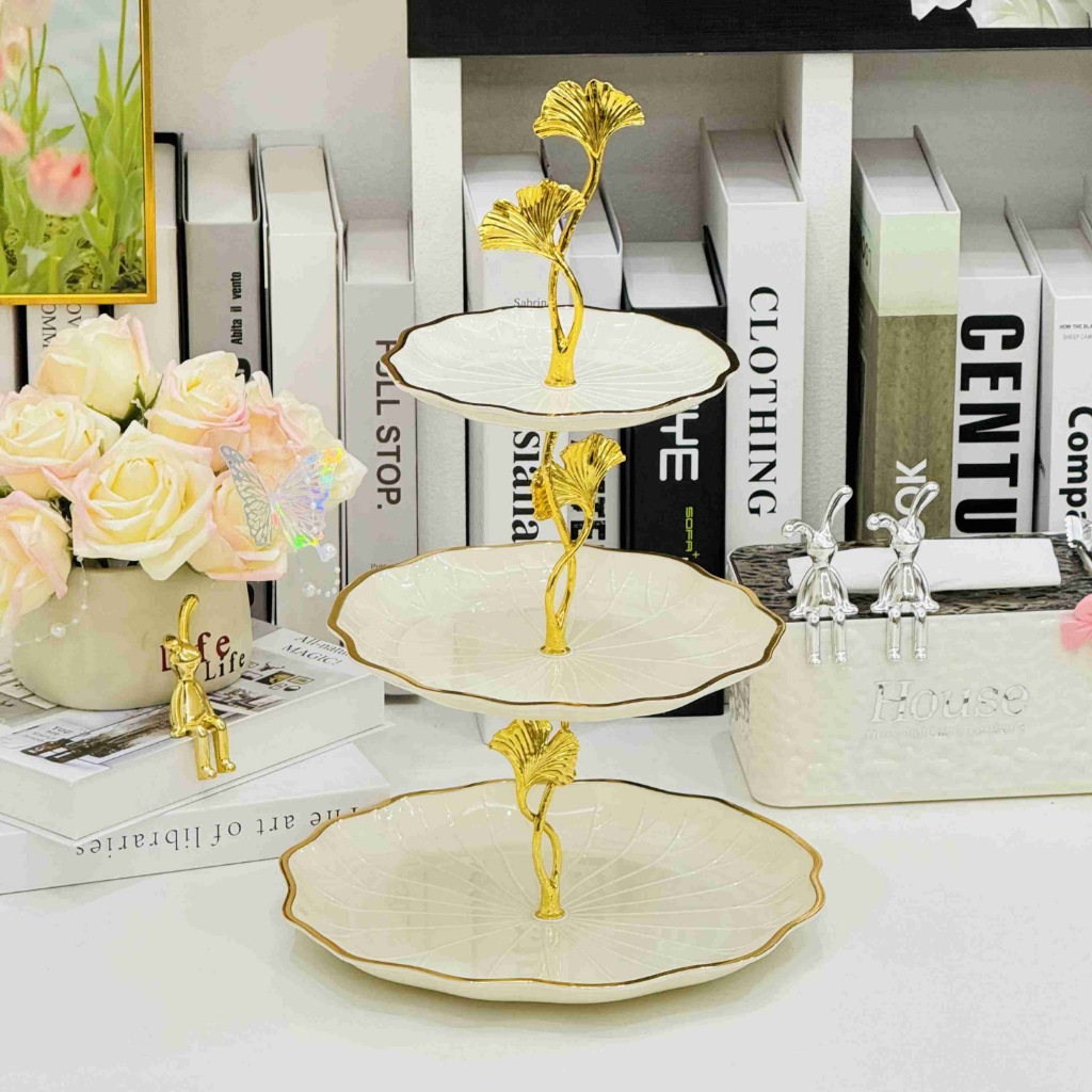 Jual Rak Makan Kue Mewah Buah Cake Plate Stand Display - Rak Tingkat 3 Susun Tempat Makan Kue ...