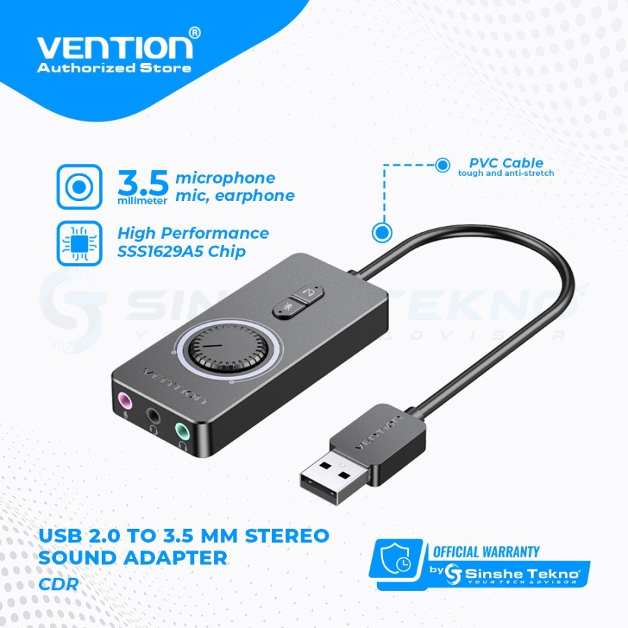 Jual VENTION USB 2.0 External Sound Card with Volume Control and Microphone Input Smart Noise ...