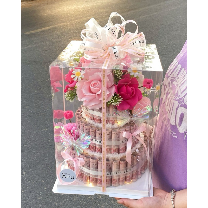 Jual money roll cake with box specials bouquets bucket buket bunga ...