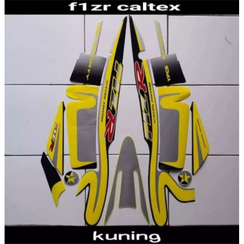 Jual striping stiker list body Yamaha F1ZR Caltex kuning | Shopee Indonesia