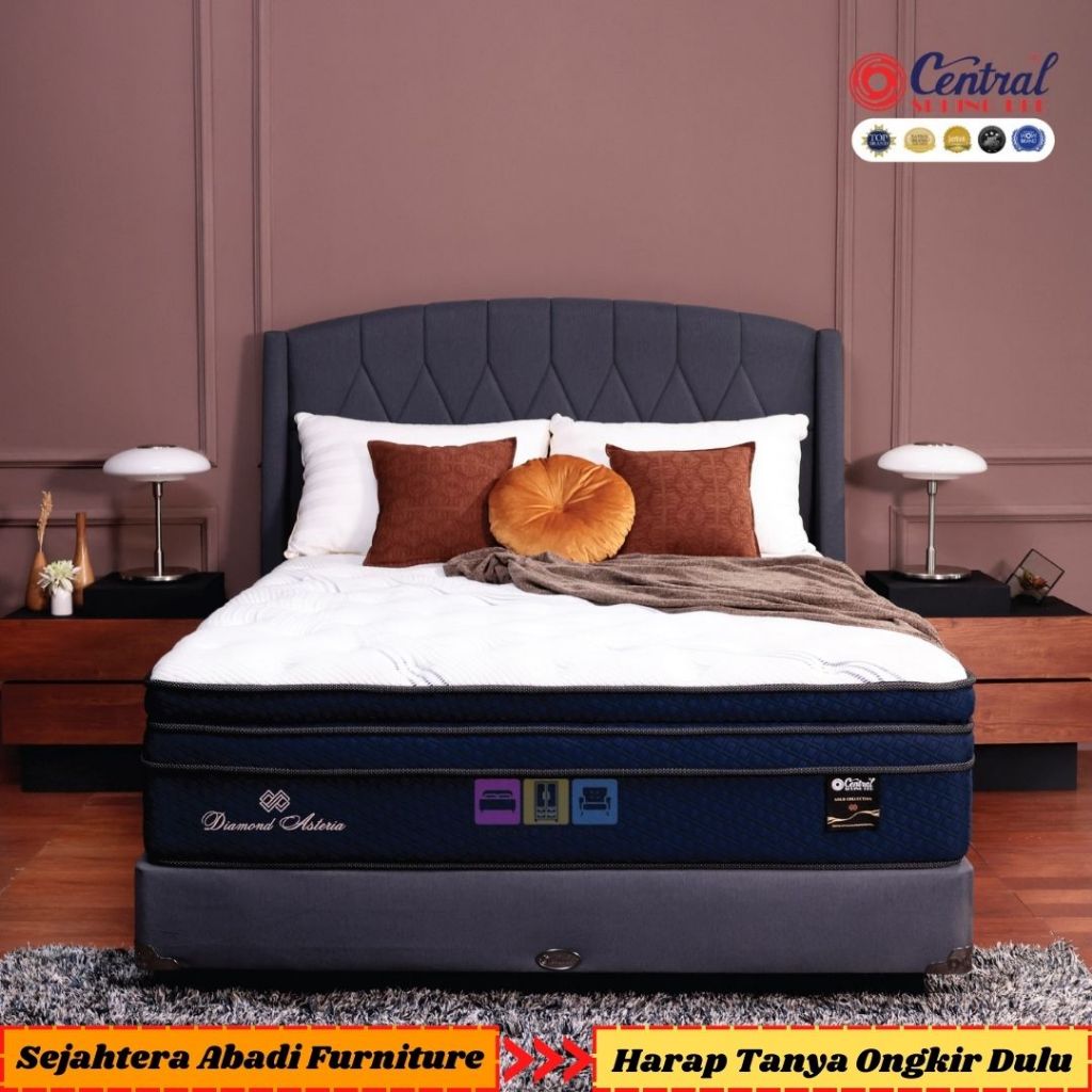 Jual Central springbed kasur DIAMOND ASTERIA plush top pillow top pocket latex spring bed with ...
