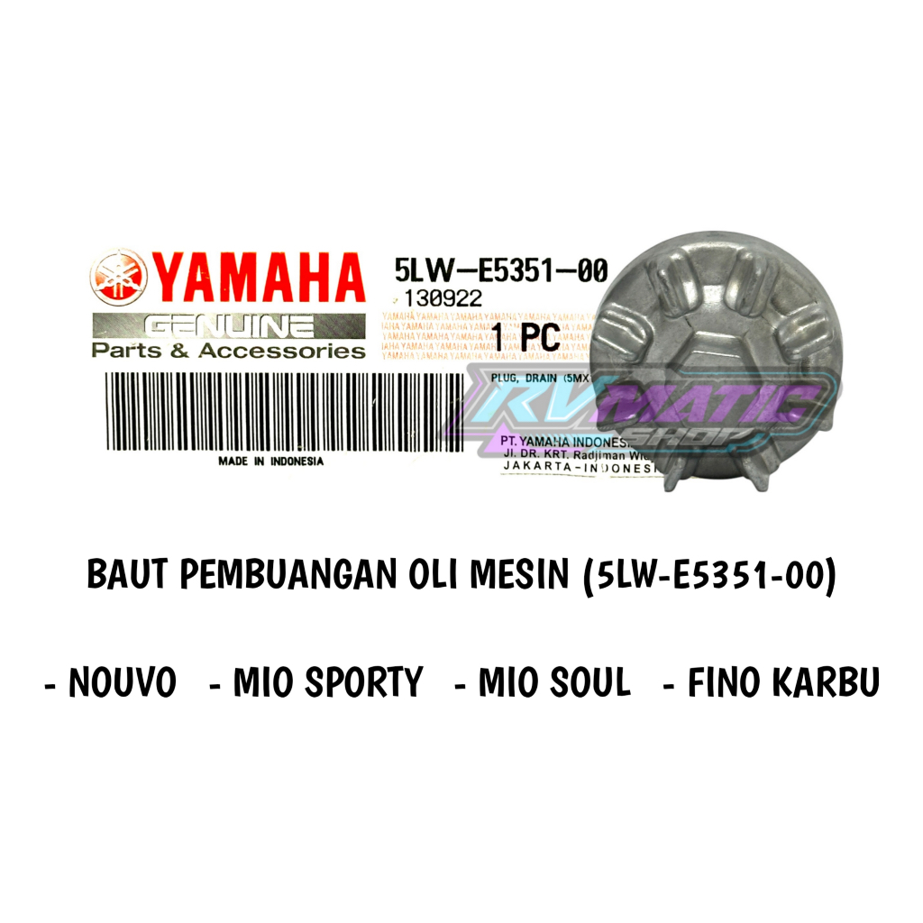Jual BAUT TUTUP PEMBUANGAN OLI MESIN NOUVO MIO SPORTY MIO SOUL FINO ...