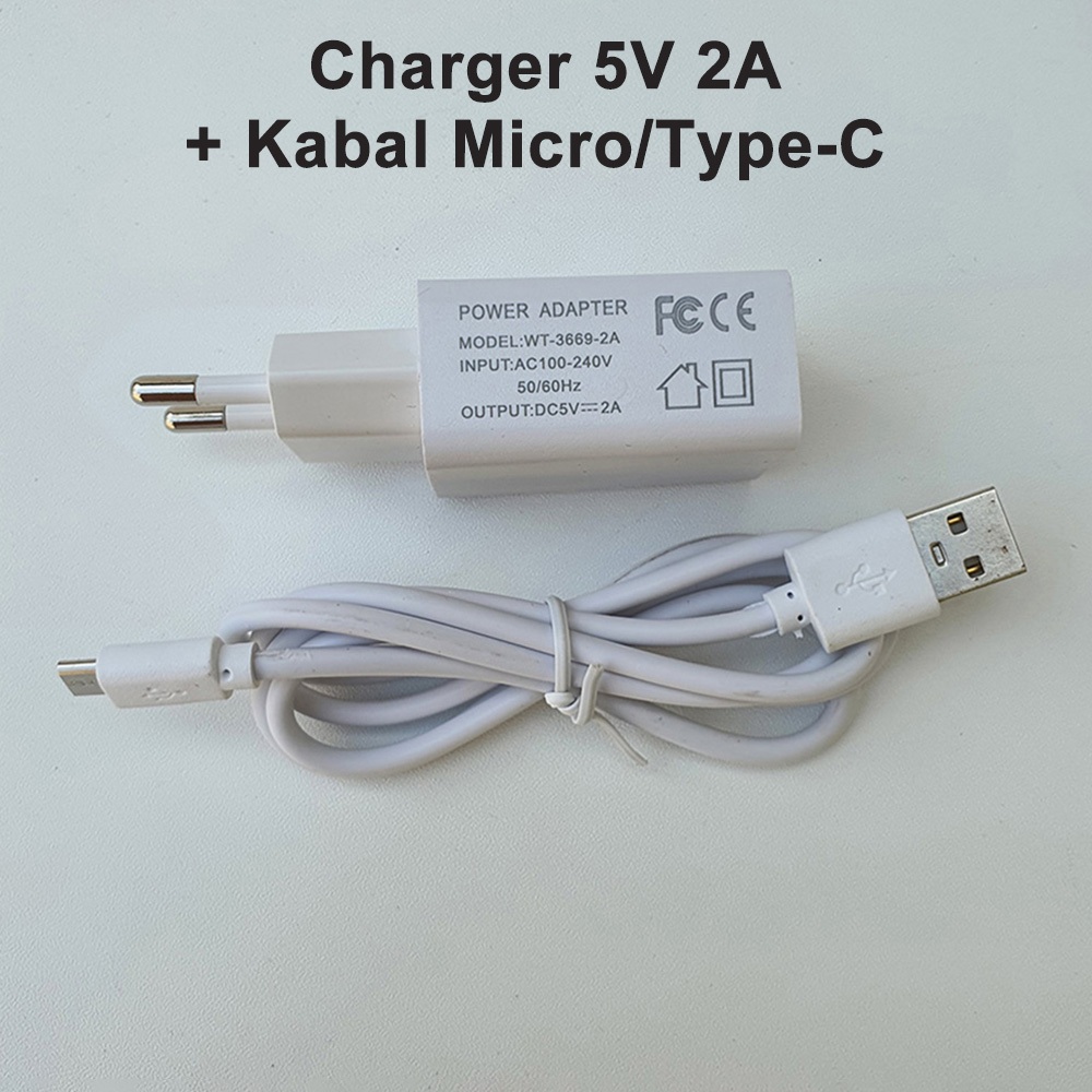Jual Charger 5V 2A Power Adaptor Tambah USB Type C & Micro kabel untuk CCTV IP kamera Phone ...