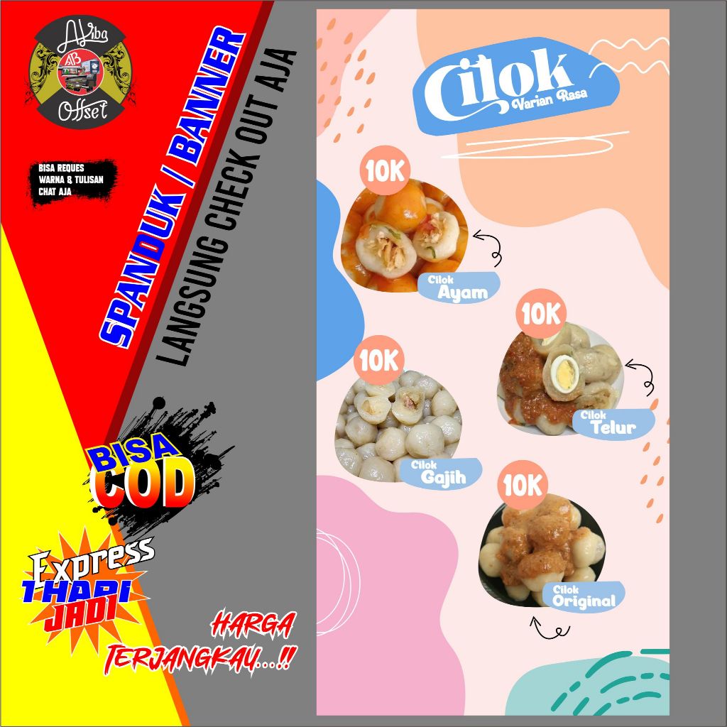 Jual SPANDUK / BANNER CUSTOM CILOK VARIAN RASA | Shopee Indonesia