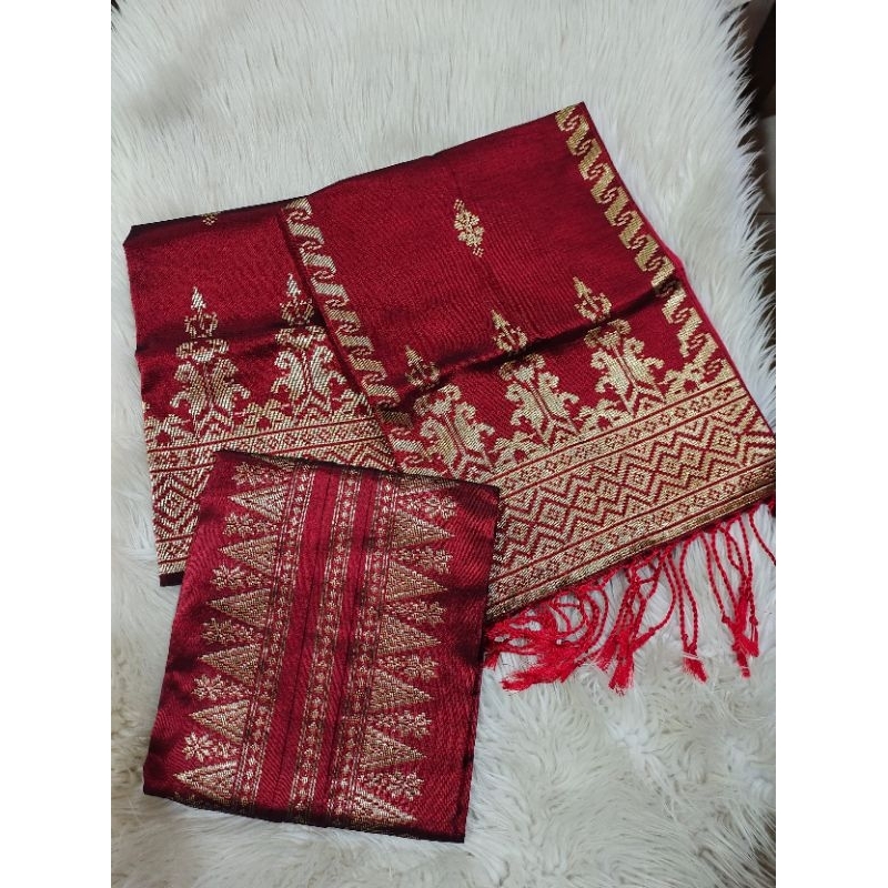 Jual Songket silungkang couple set ( songket selendang + baju songket ...