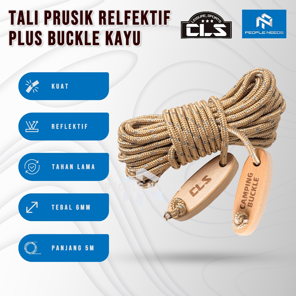 Jual Tali Prusik 6 mm Panjang 5 Meter Plus 2 Camping Buckle Kayu ...