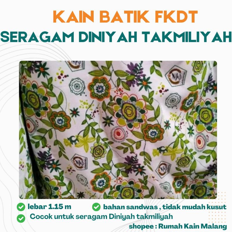 Jual KAIN BATIK FKDT SERAGAM DINIYAH TAKMILIYAH ( HARGA PER 0.5 METER ) | Shopee Indonesia