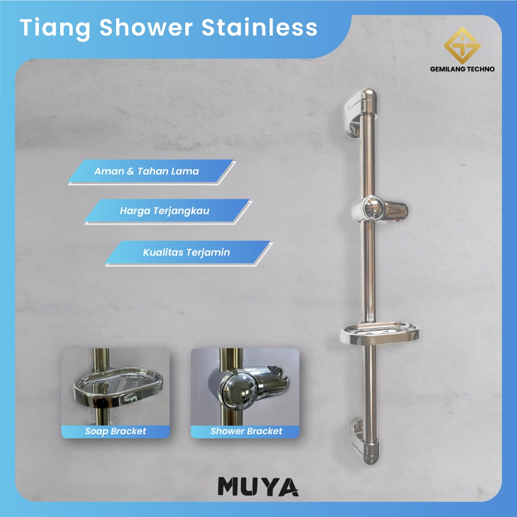 Jual Tiang Shower Stainless anti karat SUS 304 plus tempat sabun Batang ...