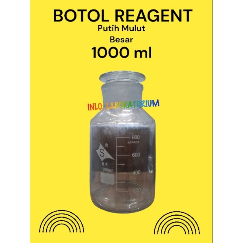 Jual Botol Reagent Putih Mulut Besar 1000 ml/Botol Reagen/Reagen Bottle Kaca | Shopee Indonesia