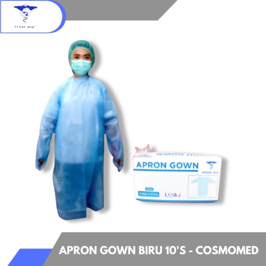 Jual Apron Gown Plastik Celemek Medis Lengan Panjang Cosmomed 50 Micron ...