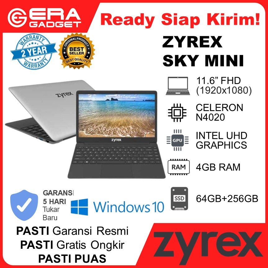 Jual Laptop Zyrex Sky 232 Mini Celeron N4020 4GB 256GB SSD + 64GB MMC Windows 10 11.6" FHD ...