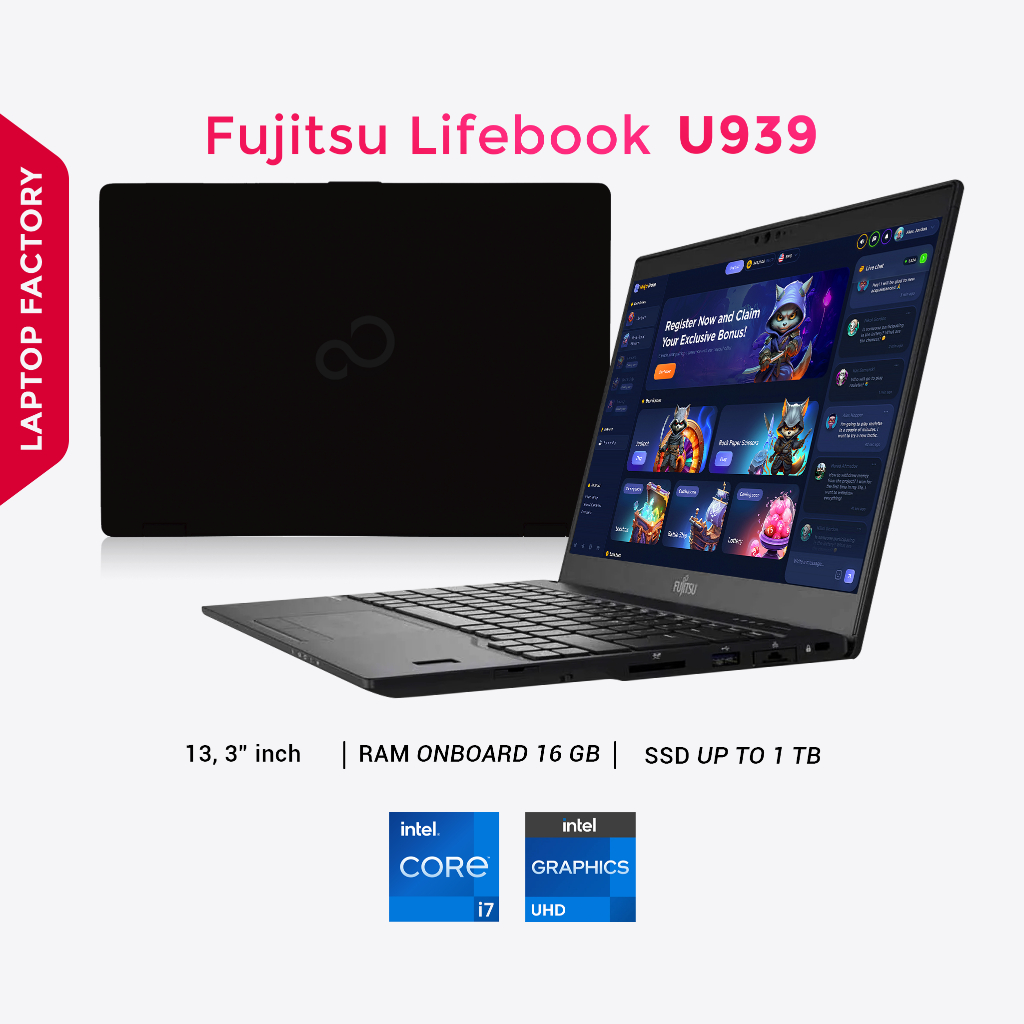Jual Laptop Fujitsu U939 Intel Core I7 gen 8 Ram 16gb Ssd 1TB I Bonus ...