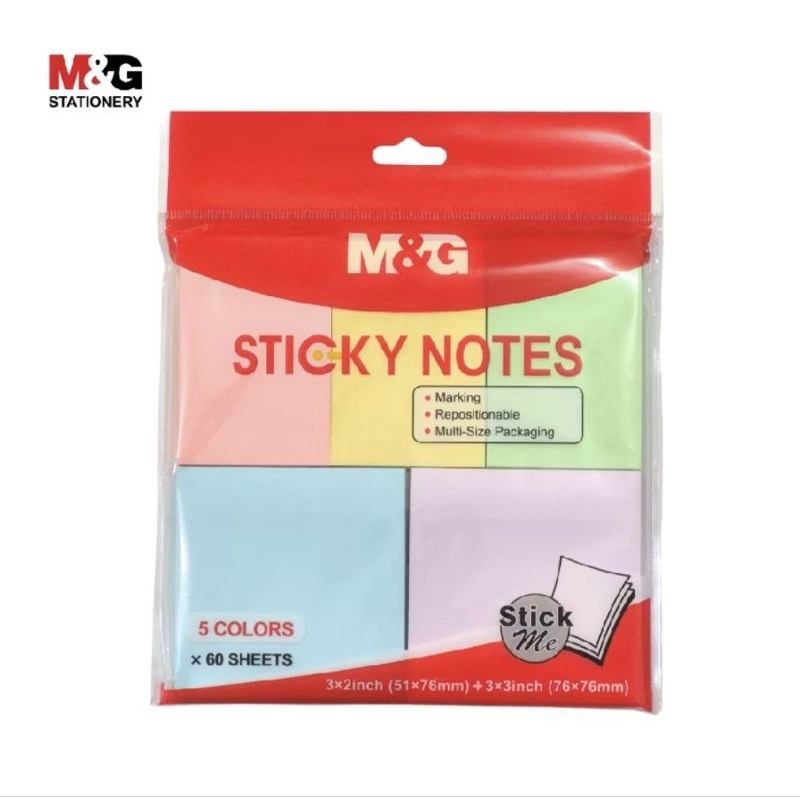 Jual M&G Sticky Notes 5 Colors 60 Sheets / sticky notes berwarna ...