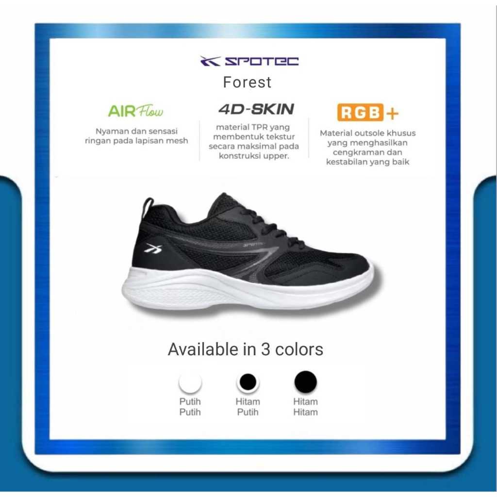 Jual SPOTEC Sepatu Student Forest Hitam - Putih | Shopee Indonesia