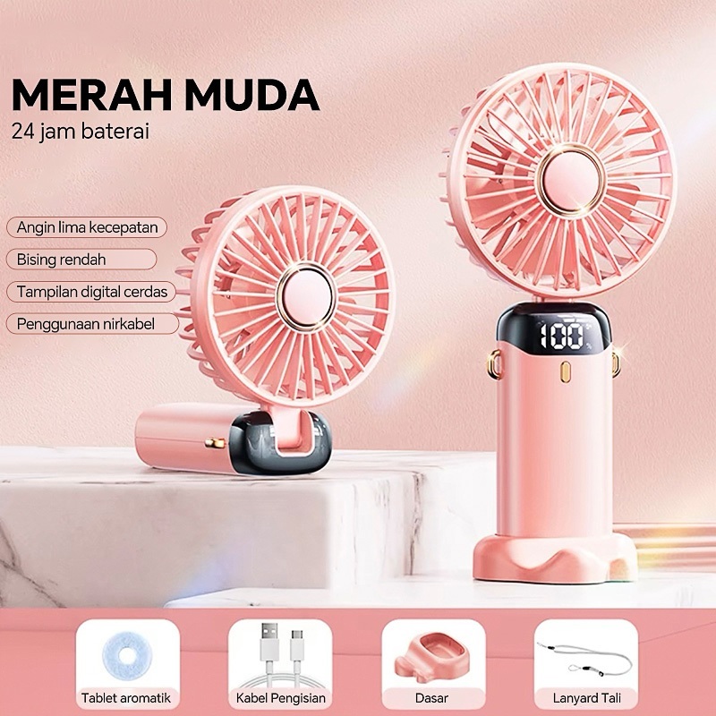 Jual Kipas Angin mini Fan Rechargeable Portable USB Fan 15000mAh 5 ...